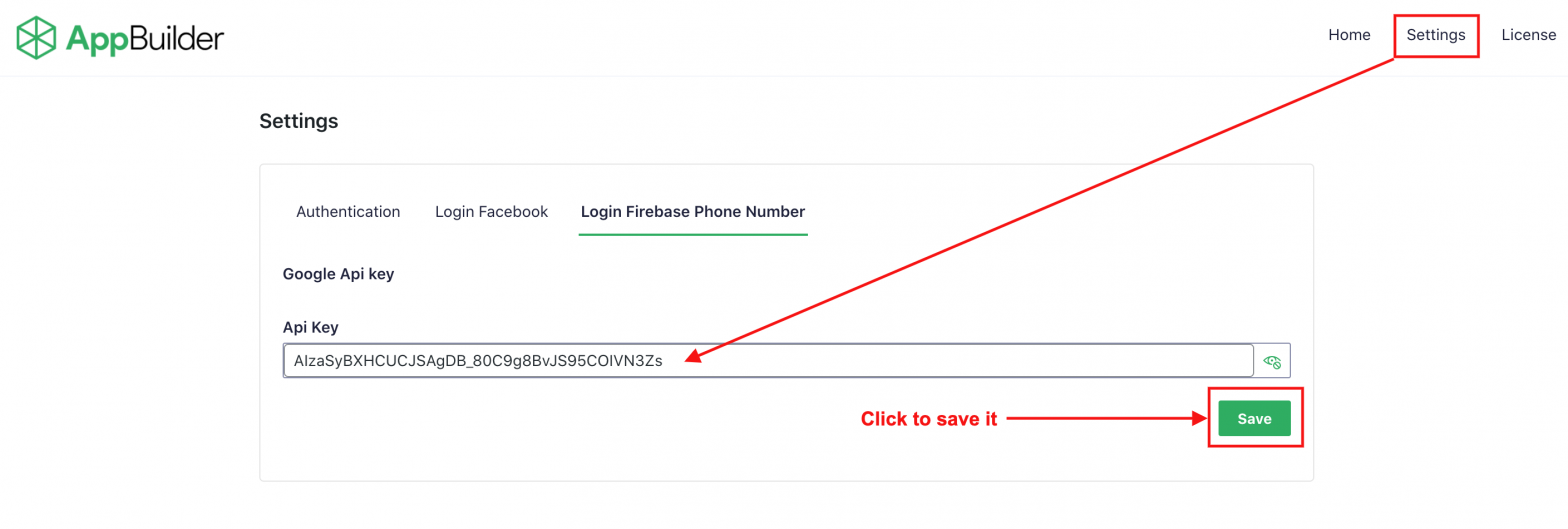 Update API Key to App builder plugin – Appcheap
